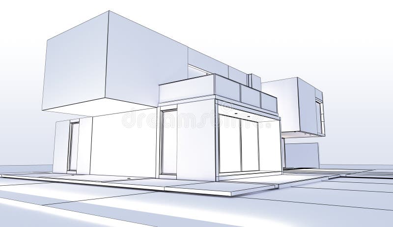 Cubic modern house outline stock illustration. Illustration of abstract ...