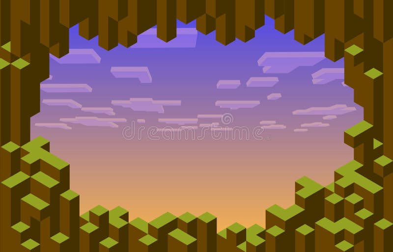 Cubic Pixel Game Level Background, Mountains, Sky Stock Illustration ... Cubic Pixel Game Level Background, Mountains, Sky Stock Illustration ...
