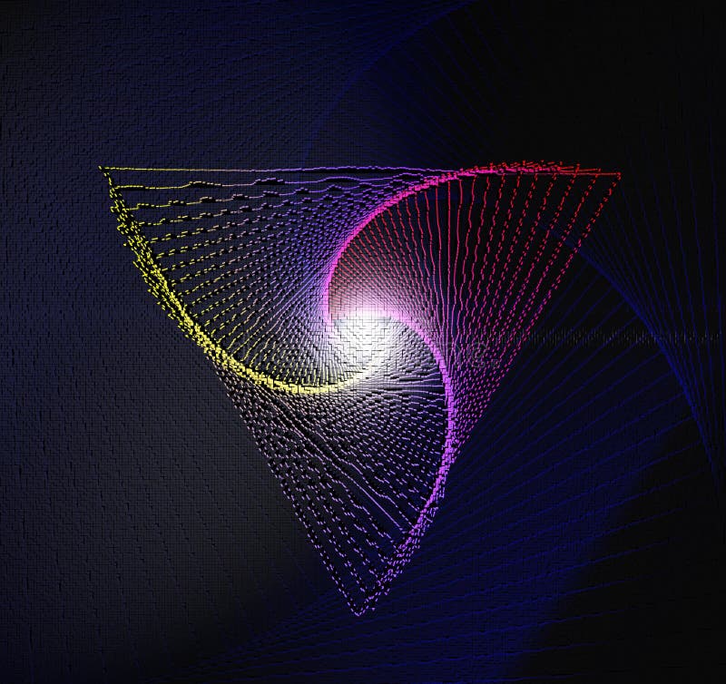 Cubic Pixels Technique Triangular Logo with Glitch Effect. 3D Render ...