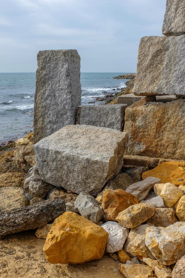 Cubic rocks stock image. Image of rock, outdoors, seascape - 85198327