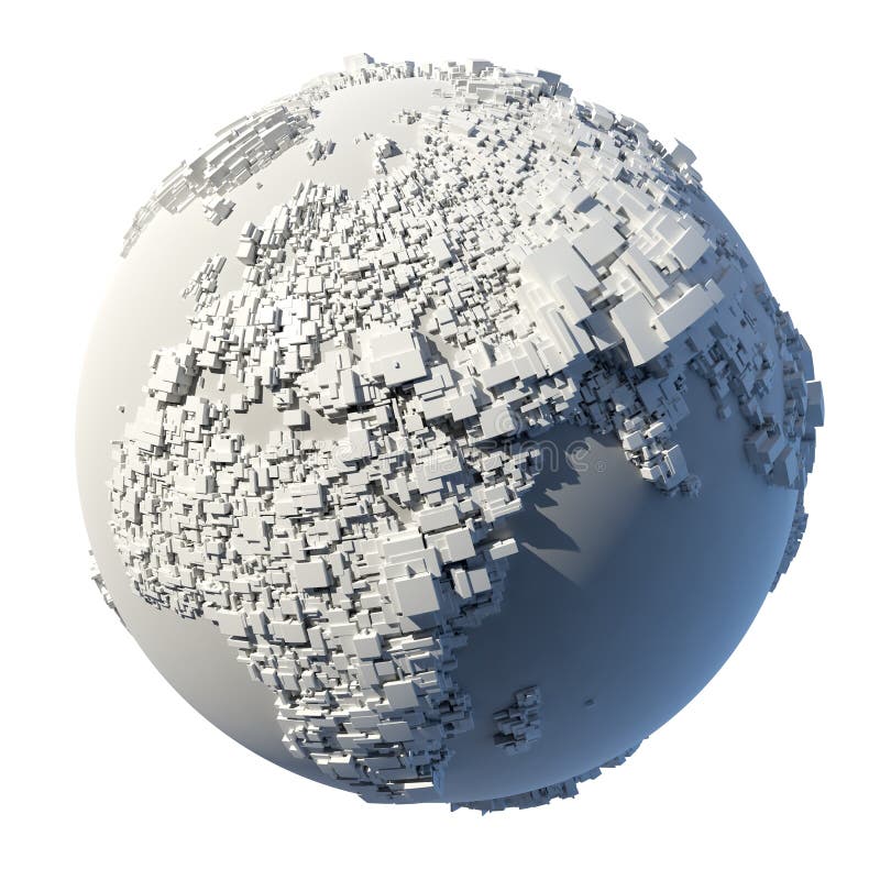 Cubic Planet Globe Earth Cube Stock Illustration - Illustration of ...