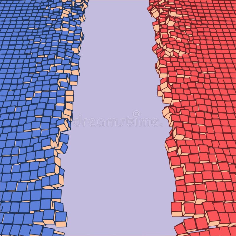 Cubic Tile Split into Blue and Red Stock Vector - Illustration of ...