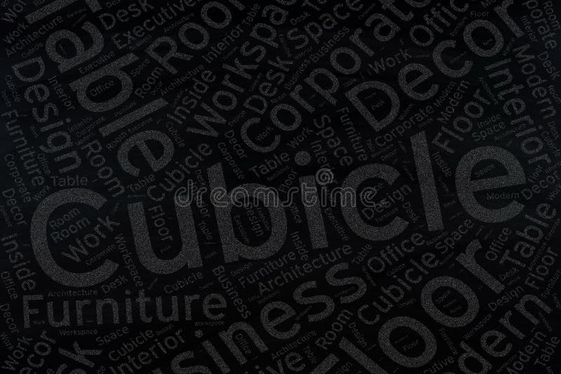 Cubicle ,Word Cloud Art on Blackboard Stock Image - Image of creative ...