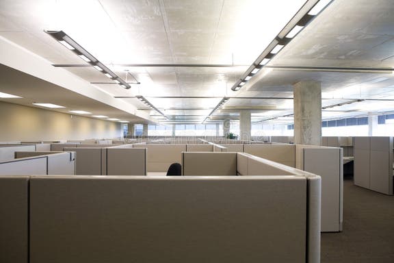 Cubicles in Clean Modern Office Stock Image - Image of working, light ...