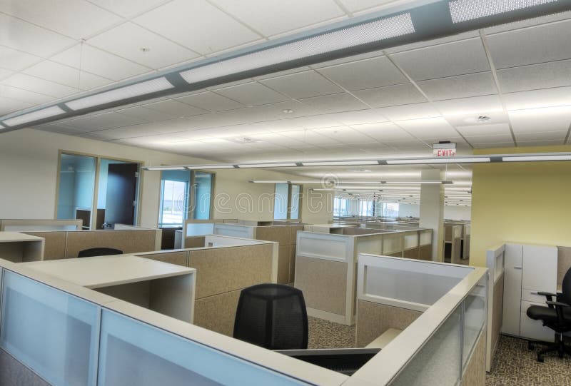 Cubicles In Office Building Stock Photo - Image of lights, carpet: 18665506