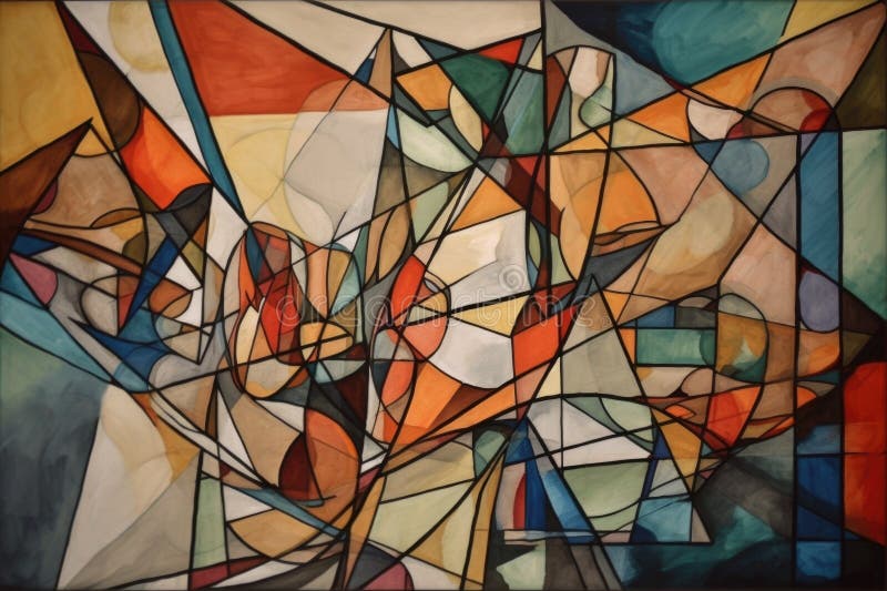 Cubism-inspired Art Piece with Geometric Shapes and Lines Stock ... Cubism-inspired Art Piece with Geometric Shapes and Lines Stock ...