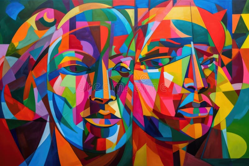 Cubism-inspired Art with Vibrant and Bold Colors Stock Illustration ...