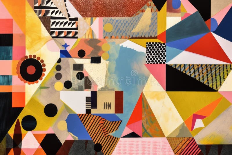 Cubism-inspired Collage of Geometric Shapes and Patterns Stock ...