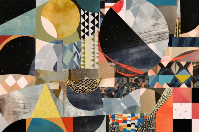 Cubism-inspired Collage of Geometric Shapes and Patterns Stock ...