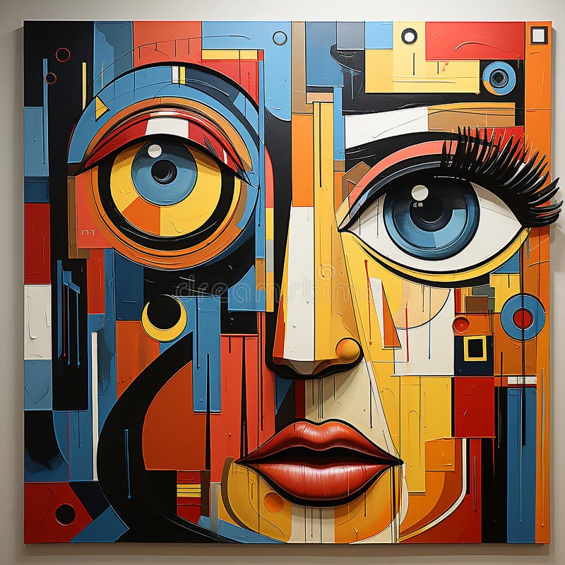 Cubism Style Face Wall Art , Colourful Wall Decoration. Stock ...