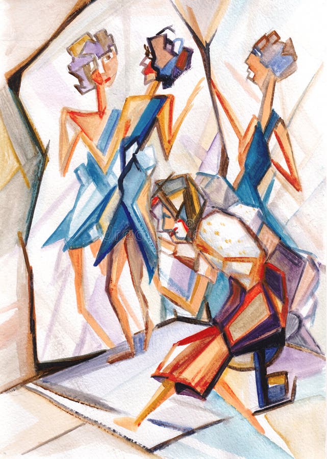 Cubism stock illustration. Illustration of emotions, aquarela - 45897867