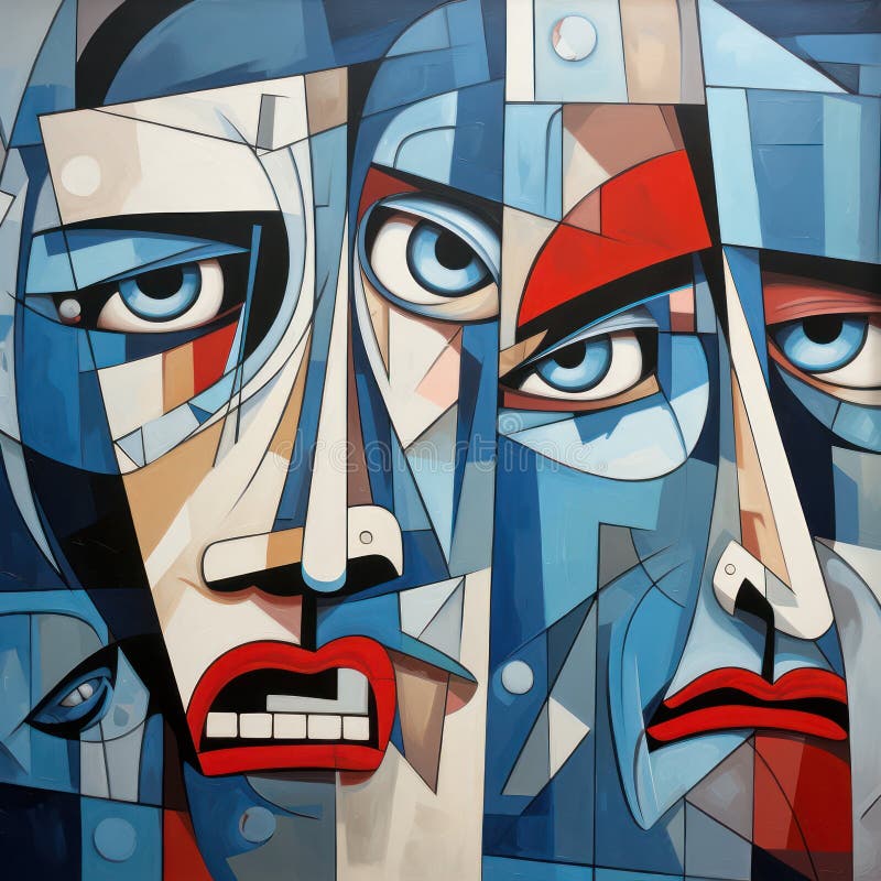 Cubist Artwork Depicting Complex Human Emotions through Abstract Faces ...