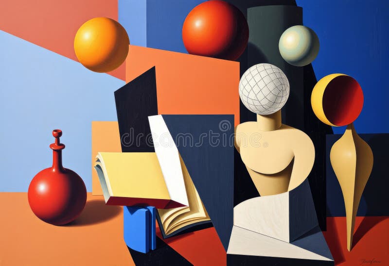 Cubist Artwork a Fragmented and Geometric Representation of Obje Stock ...