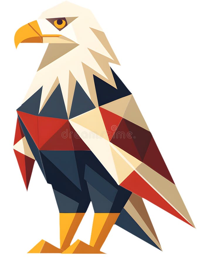 Cubist Bald Eagle Soars with Geometric Precision. Stock Illustration ...