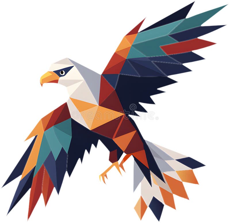 Cubist Bald Eagle Soars with Geometric Precision. Stock Illustration ...