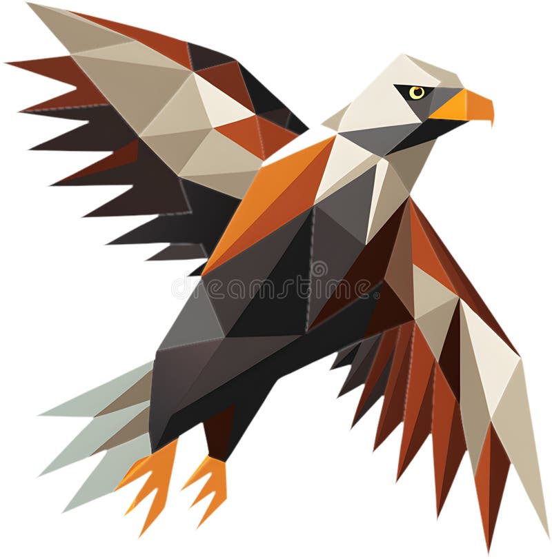 Cubist Bald Eagle Soars with Geometric Precision. Stock Photo ...