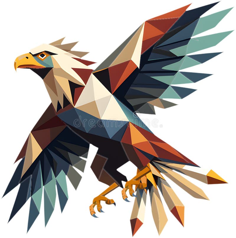 Cubist Bald Eagle Soars with Geometric Precision. Stock Illustration ...