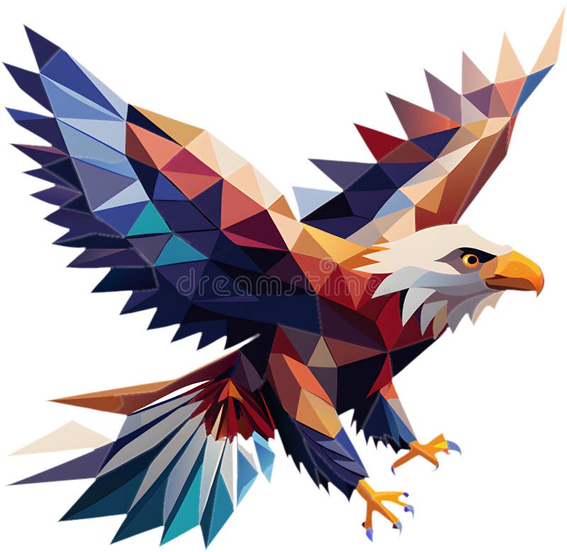 Cubist Bald Eagle Soars with Geometric Precision. Stock Illustration ...