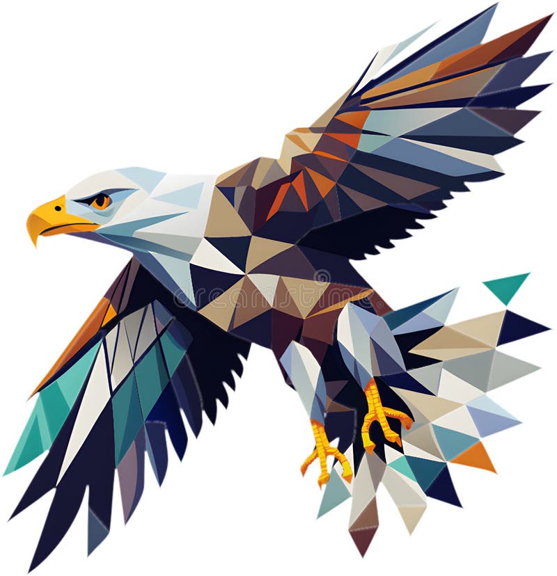 Cubist Bald Eagle Soars with Geometric Precision. Stock Illustration ...