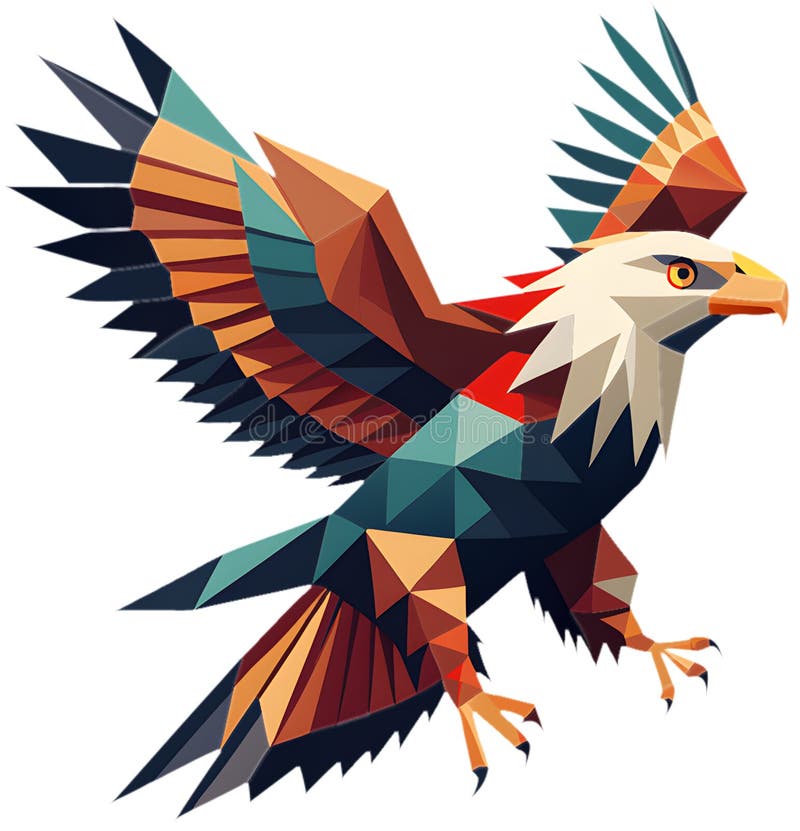 Cubist Bald Eagle Soars with Geometric Precision. Stock Image ...