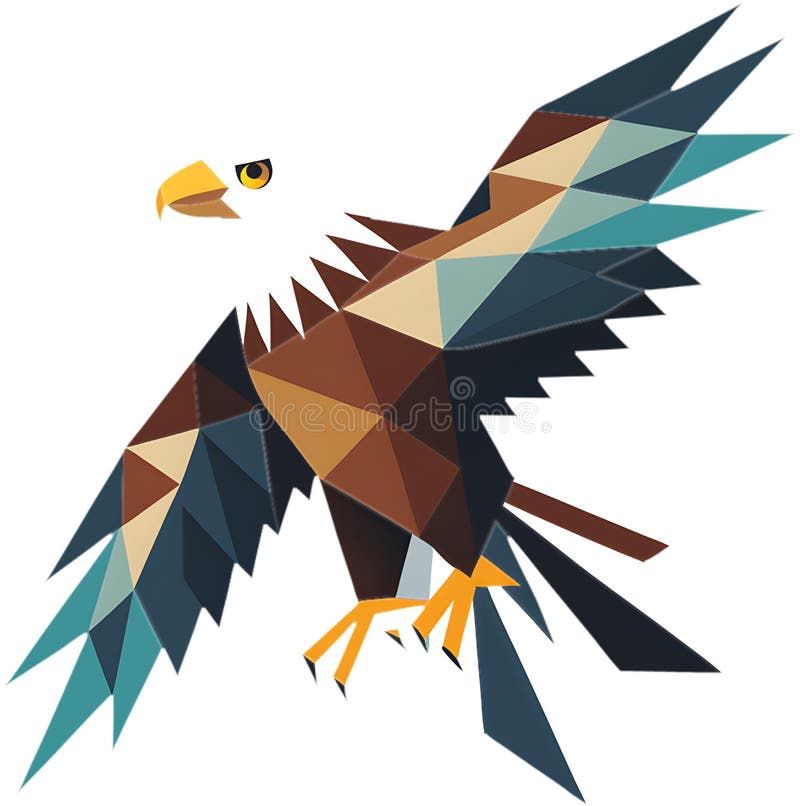 Cubist Bald Eagle Soars with Geometric Precision. Stock Illustration ...