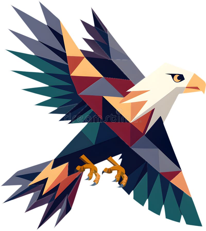 Cubist Bald Eagle Soars with Geometric Precision. Stock Illustration ...