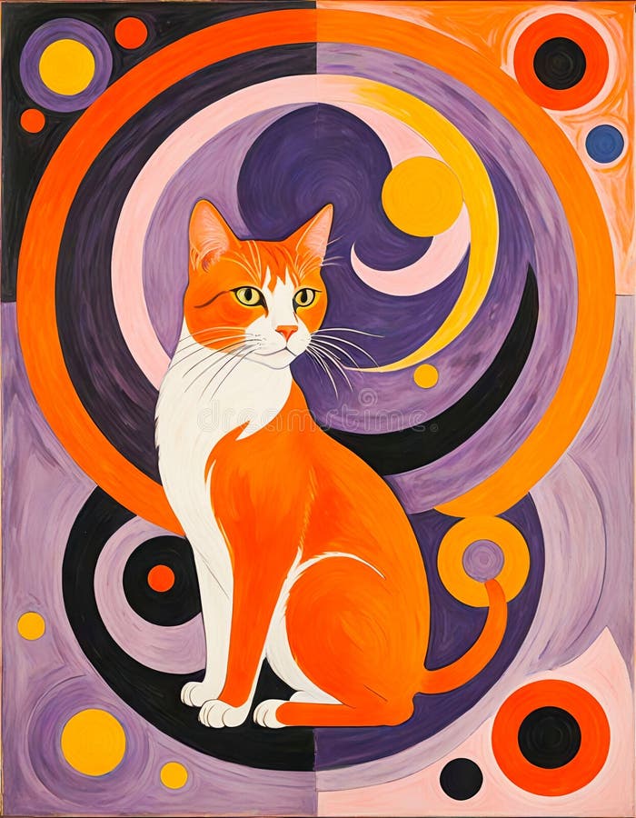 Cubist Cat Art with Colors stock illustration. Illustration of colors ...