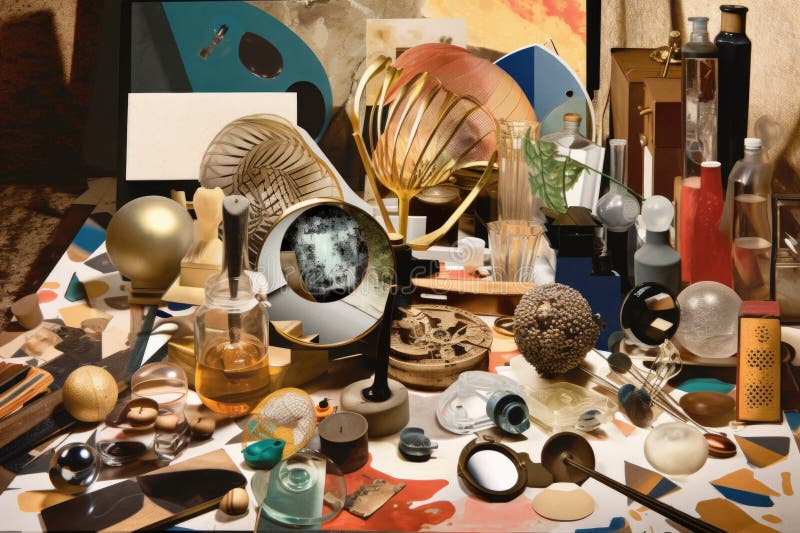 Cubist Collage of Various Objects, Ranging from Household Items To ...
