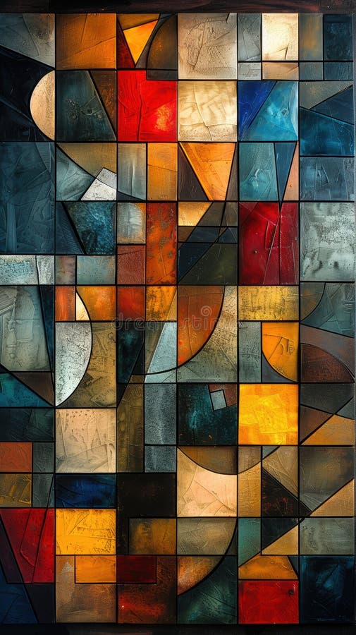 Cubist Composition, Fragmented Forms, Geometric Shapes, Bold Outlines ...