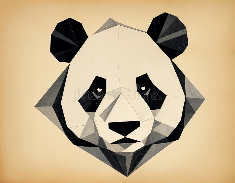 A Cubist Drawing of a Panda, Depicted in Minimalist Analytical Style ...