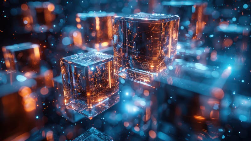 Cubist Dreamscape: Abstract 3D Render of Colorful Cubes in Motion Stock ...