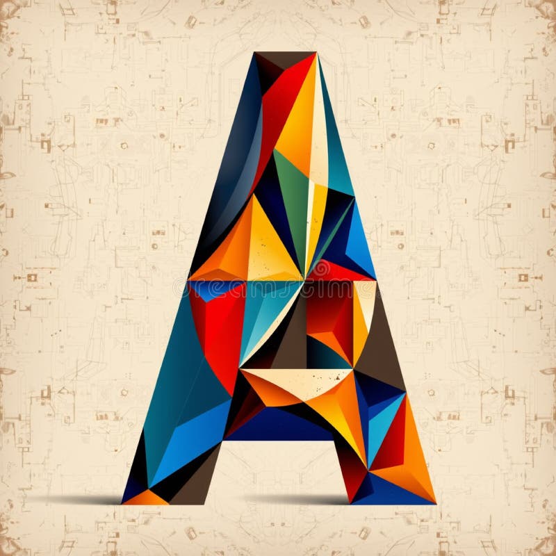 Cubist Alphabet "a" with Fragmented Shapes Stock Illustration ...