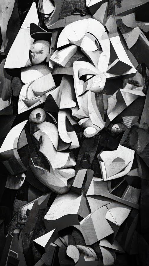 Cubist-inspired Abstract Faces in Monochrome Stock Photo - Image of ...