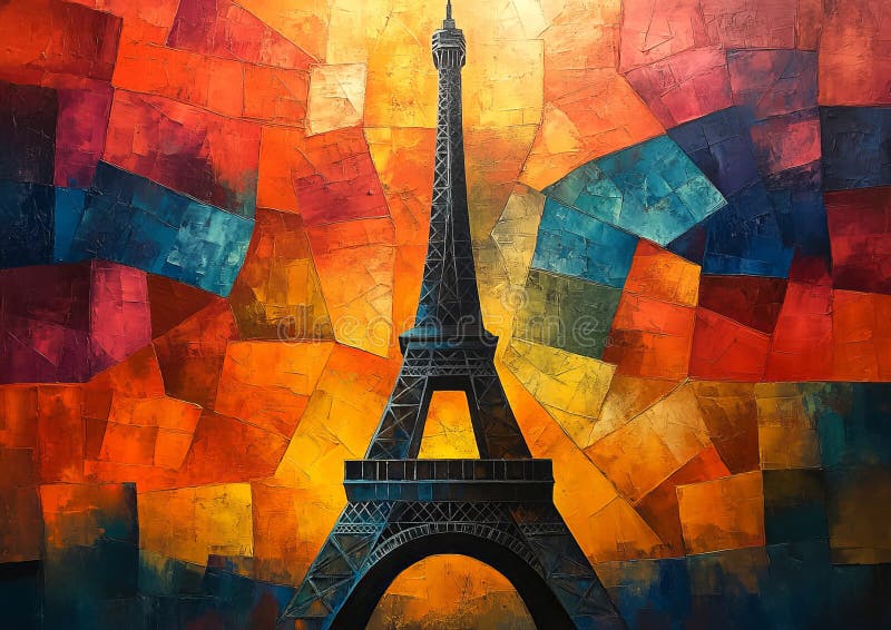 A Cubist Interpretation of the Eiffel Tower Stock Illustration ...