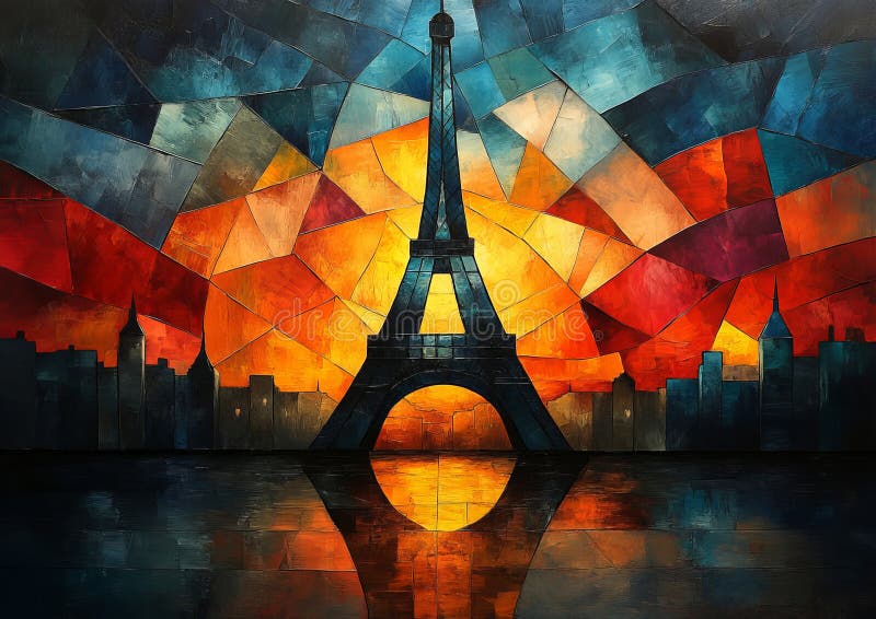 A Cubist Interpretation of the Eiffel Tower Stock Illustration ...