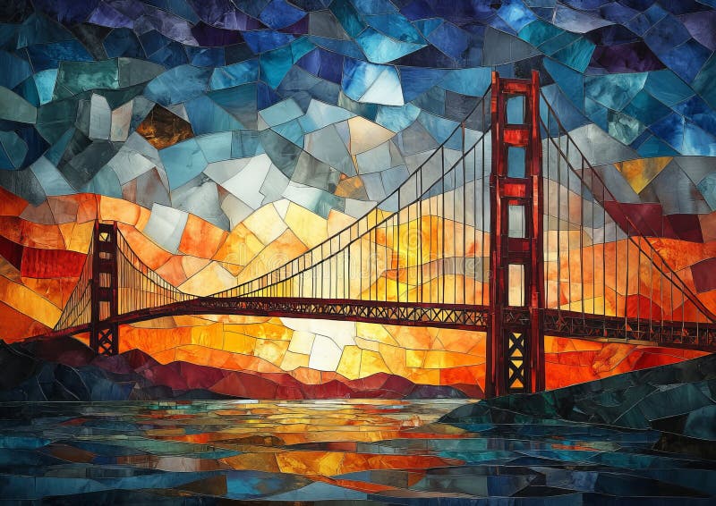 A Cubist Interpretation of the Golden Gate Bridge Stock Illustration ...