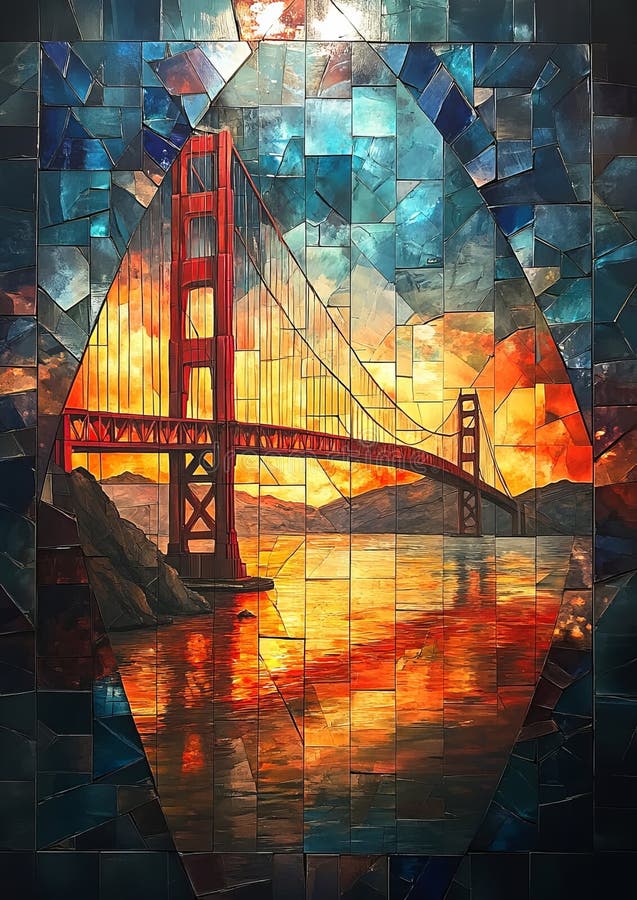 A Cubist Interpretation of the Golden Gate Bridge Stock Illustration ...