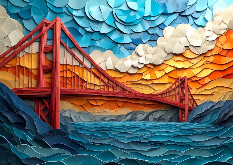A Cubist Interpretation of the Golden Gate Bridge Stock Illustration ...