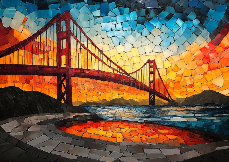 A Cubist Interpretation of the Golden Gate Bridge Stock Illustration ...