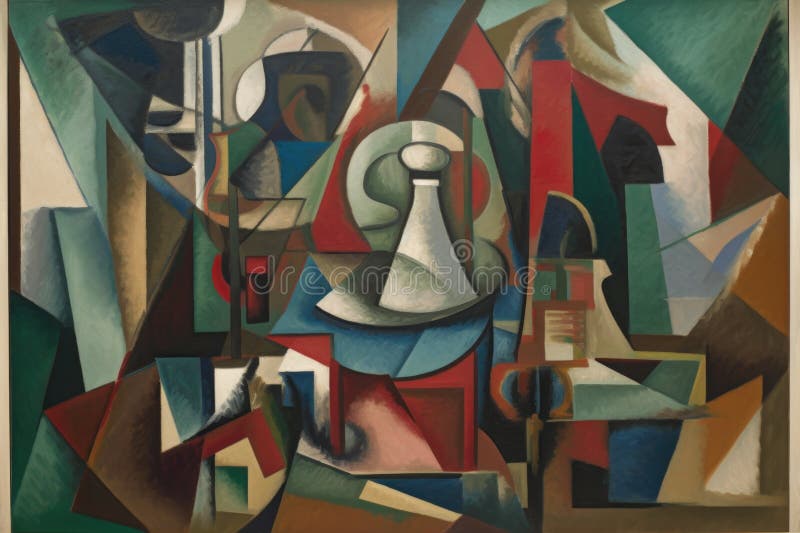 Cubist Painting, with Various Geometric Forms and Colors Visible Stock ...