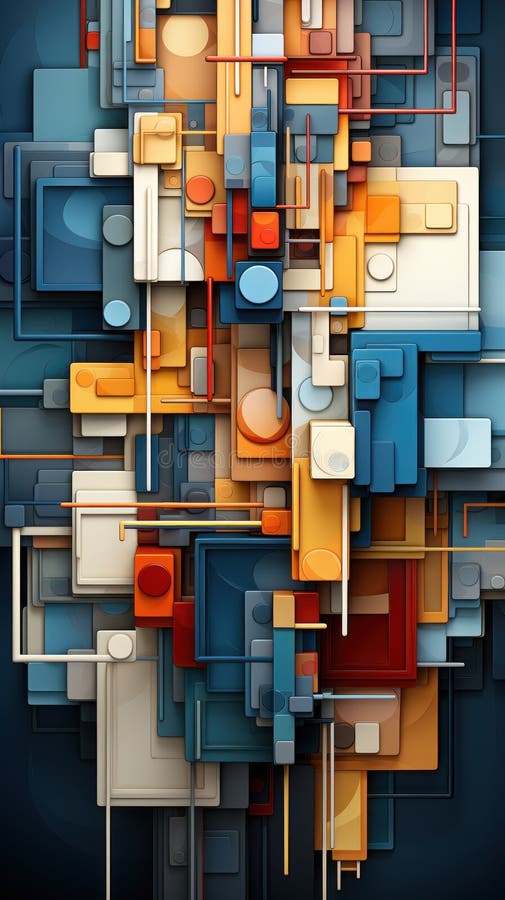 Cubist Play: Structured Rectangles, Soft Curves, Blended Colors ...