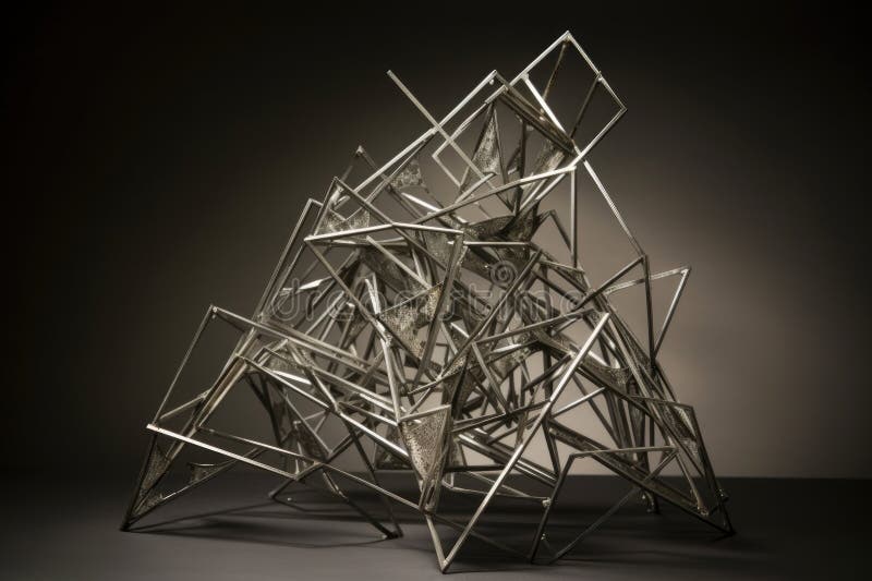 Cubist Sculpture, Made of Twisted Metal Rods and Triangles Stock ...