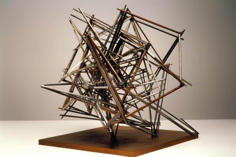 Cubist Sculpture, Made of Twisted Metal Rods and Triangles Stock ...