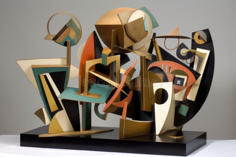 Cubist Sculpture, with Various Geometric Shapes and Lines Stock ...