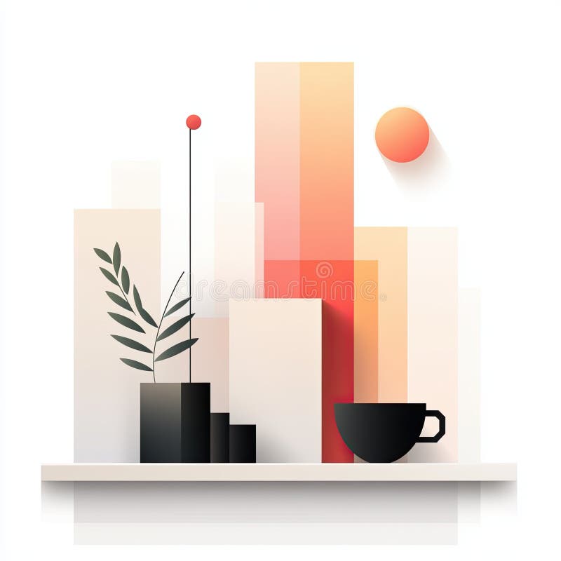 Cubist Style Coffee Composition with Geometric Shapes and Warm Colors ...