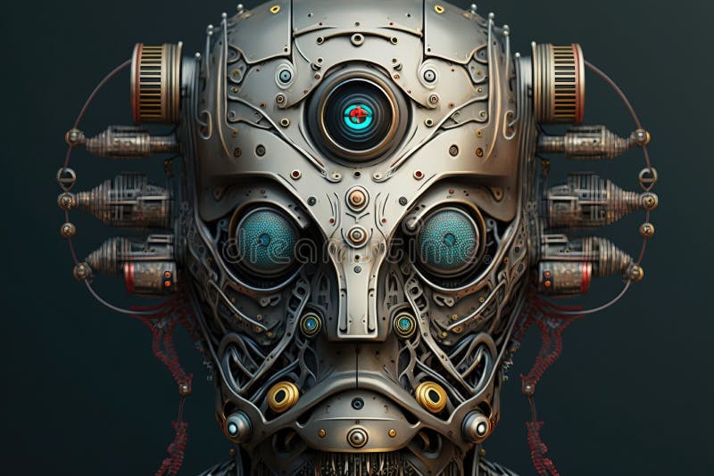 Cubist Style Robotic Face. Generative AI Stock Illustration ...