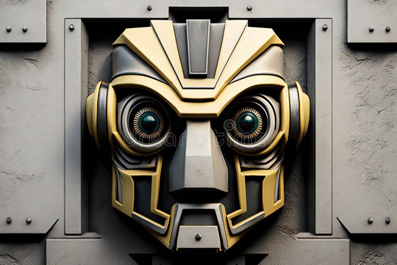 Cubist Style Robotic Face. Generative AI Stock Illustration ...