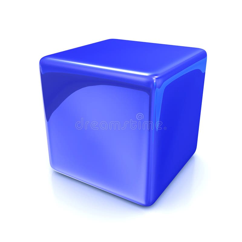 Cubo Azul Isolado No Fundo Branco Ilustração Stock - Ilustração de azul ...
