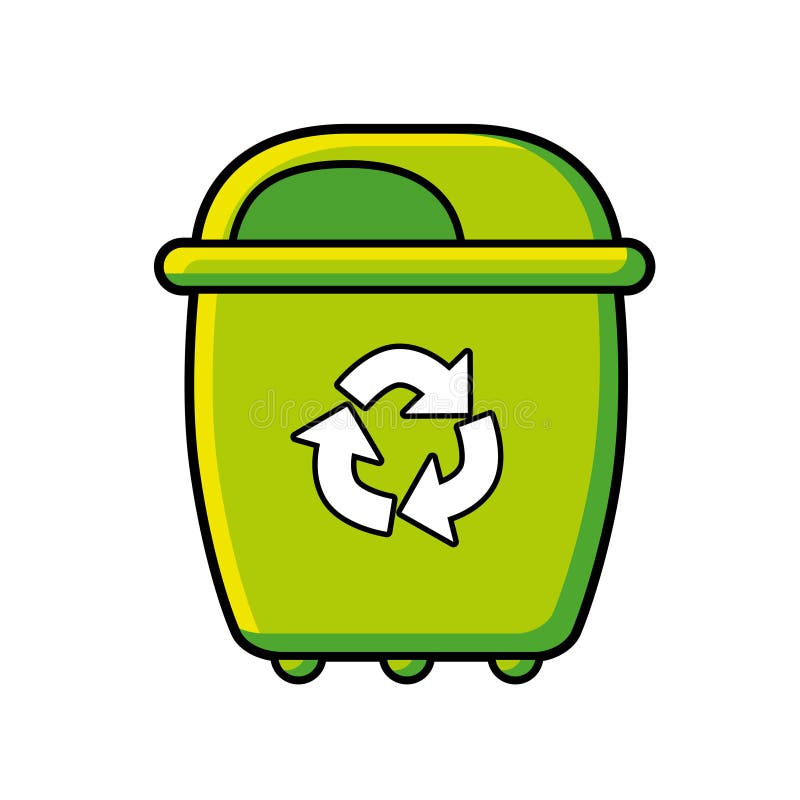Cubo De Basura Verde Aislado Ilustración Del Vector Ilustración De