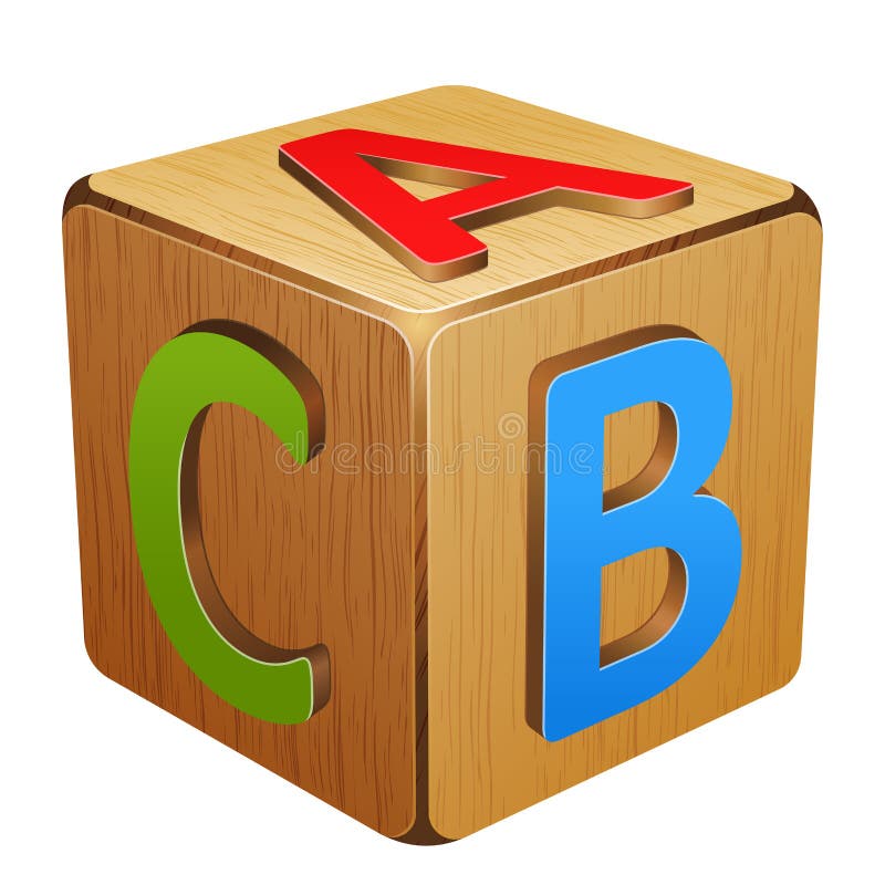Cubo De Madera Con Las Letras a, B, C Ilustración del Vector ...